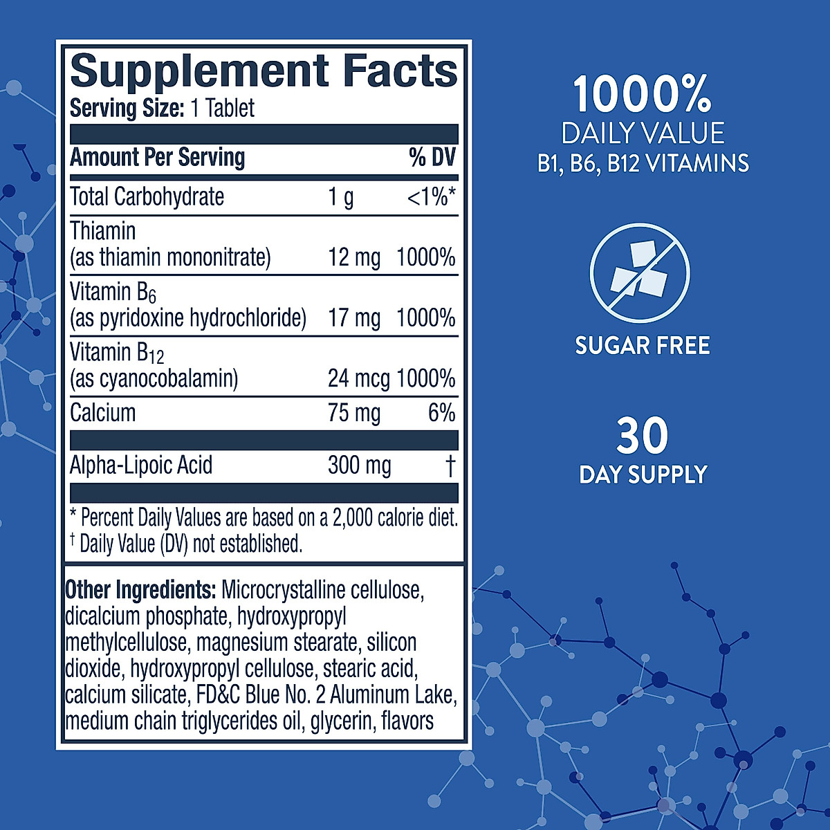 Nervive Nerve Health, with Alpha Lipoic Acid, to Fortify Nerve Health and Support Healthy Nerve Function in Fingers, Hands, Toes, & Feet*, ALA, Vitamins B12, B6, & B1, 30 Daily Tablets