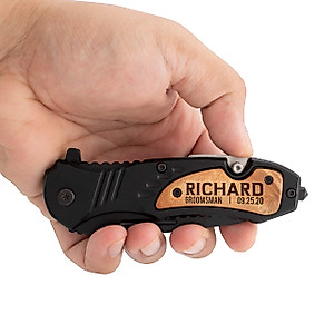 Set of 10, Personalized Pocket Knife For Groomsen, 20 Fonts, Customized Folding Black Pocket Knife with Text - Personalized Gifts for Groomsmen - Groomsmen Propsal Gifts for Best Man & Groomsmen