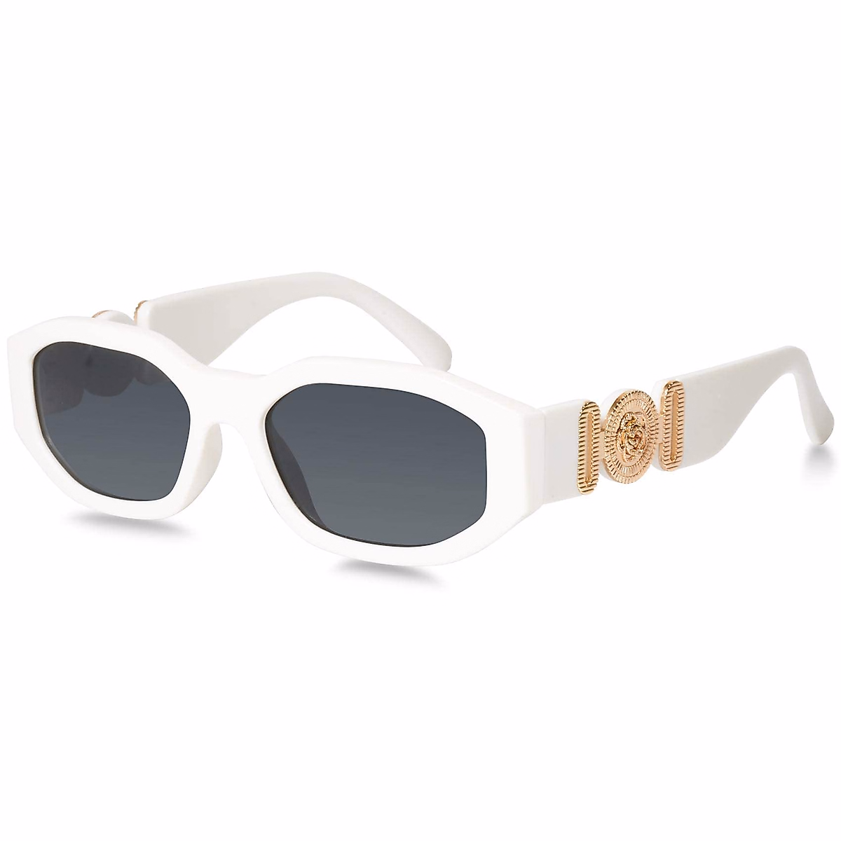 mosanana Trendy Sunglasses for Women Men Creamy White Rectangle Vintage Retro Fashion Cool 90s Cute Ladies Rectangular Funky 70S Aesthetic Small 2000s Skinny Stylish Chunky 2023 Unique Shade Tracer