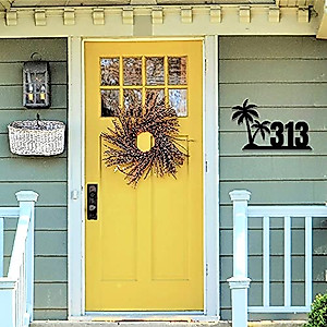 Palm Tree Beach Themed Personalized Steel House Number Address Plaque Personalized Metal Wall Sign Wall Art Customized