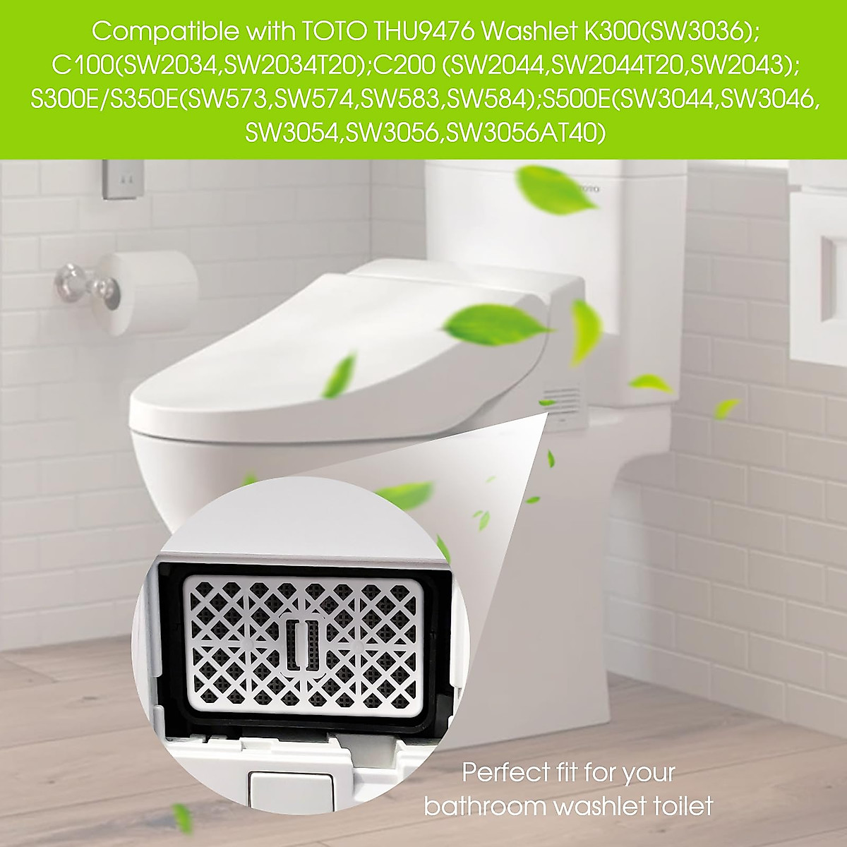 Deodorizer Filter for Toto Washlet THU9476 Deodorizer Catalyst Cartridge Replacement for S300 S350E S500E SW2044 C100 C200 K300 SW573 SW2034 SW3056,Bathroom Toilet Deodorizer Filter Deodorizing
