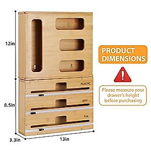 Oirboeus Ziplock Bag storage Organizer Foil and Plastic Wrap Organizer Dispenser with Cutter plastic bag organizer Organization and Storage for Kitchen Drawer Dispenser for Gallon Quart Snack Sandwich