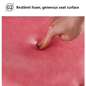 PU Office Computer Chair Desk Chair Round Stool with Backrest Swivel Hydraulic Gas Lift Height Adjustable for Home Bedrooms(Color:Red)