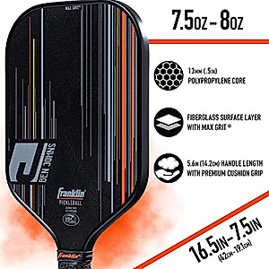 Franklin Sports Pro Pickleball Paddle - Signature Series 13MM Pickleball Paddle with MaxGrit Technology - Black/Orange