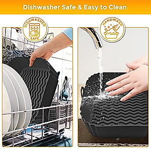 Square Air Fryer Silicone Pot, 8 Inch Reusable Heat Resistant Food Grade Silicone Air fryer Liners Inserts Baskets Bowl Accessories for COSORI Instant Vortex CHEFMAN 4 to 7 QT Air Fryer Oven Microwave