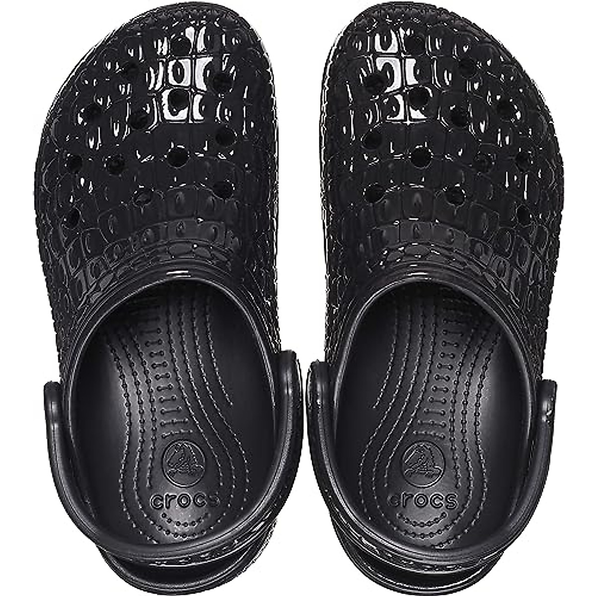 Crocs Unisex-Adult Classic Crocskin Clogs, Black Metallic, 10 Women/8 Men