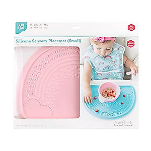 Bumkins Baby Silicone Sensory Placemat, for Babies and Toddlers, Suction Mat for Restaurants, Stick On High Chairs and Tables, Eating Finger Foods, Baby Led Weaning Essentials, Ages 6 Months Up, Pink