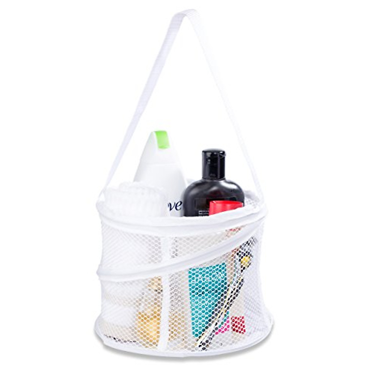 Bathroom Personal Organizer - 8" X 6" - Three Large Compartments to Organize Your Bathroom Accessories. The Shower Caddy Features a Drainage Hole and Carry Handle for Easy Transport. (White)