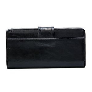 Dasein Anais Gvani Gold Buckled Smooth Genuine Leather Bi-fold Wallet (E001 Black)