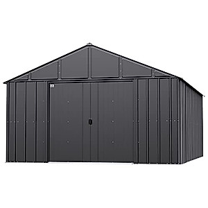 Arrow Sheds Classic 12' x 17' Outdoor Padlockable Steel Storage Shed Building, Charcoal