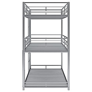 ODC Twin Size Triple Bunk Bed for 3, Twin-Over-Twin-Over-Twin Metal Bunk Bed Frame with Built-in Ladder and Guardrails for Kids, Teens, Boys