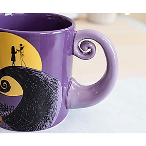 Disney The Nightmare Before Christmas Jack & Sally Spiral Handle Ceramic Mug | BPA-Free Large Coffee Cup For Beverages, Home & Kitchen Essentials | Halloween Gifts and Collectibles | Holds 20 Ounces