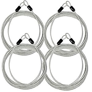 Lumintrail 4 Foot 3mm (1/8th Inch) Braided Steel Coated Security Cable Luggage Lock Safety Cable Wire Double Loop (4 Pack)