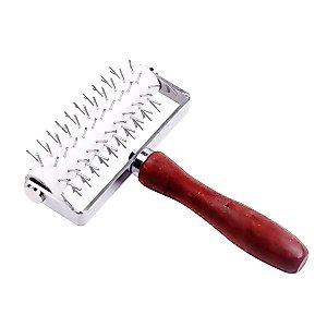 Generic New Dough Docker Spike Roller Wheel Bread Pie Pizza Pasta Pastry Holes Maker,Stainless Steel