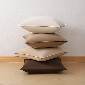 WEMEON Velvet Throw Pillow Covers 18x18 Set of 4,Solid Color Pillows Soft Decorative Square Couch Pillow Covers,Mix and Match Home Decor for Sofa Bedroom Car Couch (Brown/Beige)