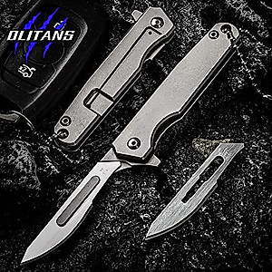 OLITANS T010 Folding Scalpel Titanium Alloy EDC Outdoor Unpacking Pocket Knife With 10pcs #24 Replaceable Blades