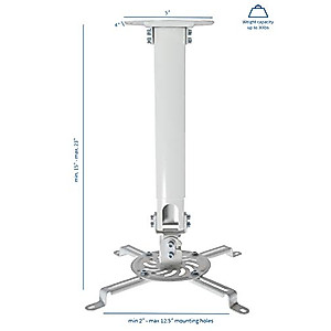 VIVO Universal Extending Ceiling Projector Mount, Height Adjustable Projection, White, MOUNT-VP02W