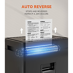 Frossvt Heavy Duty Paper Shredder Micro-Cut High Security Level P-4/12 Sheets 10-Minutes Running Time/AUTO Reverse/ 5.3-Gallon Pull Out Bin, Anti-Jam & Quiet Shredder for Office Home