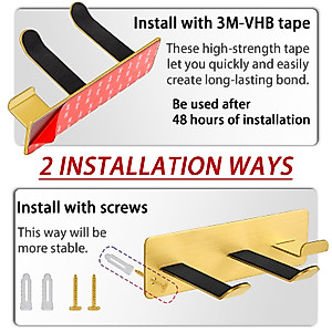 YOUGRIDDA Hair Dryer Holder, Wall Mounted Rack Compatible with All Hair Dryer, Space Organizer for Bathroom/Bedroom/Washroom/Barbershop, 304 Stainless Steel, 3M Self Adhesive (Golden)