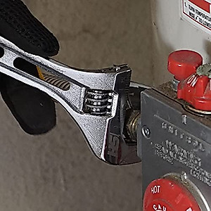 STEELHEAD 10” Wide-Mouth Adjustable Wrench w/Integrated 72-Tooth 12-Point 17mm Ratcheting End, 72-Tooth Gearing