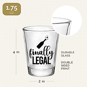 Finally Legal 21st Birthday Party Shot Glass - Set of 12, 1.75oz Black and Clear 21st Birthday Shot Glasses, Perfect for Birthday Parties, Birthday Decorations