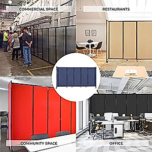 Versare Straightwall Sliding Portable Wall Partition | Freestanding Office Dividers | Locking Wheels | Temporary Room Separator | 7'2'' Wide x 7'6'' Tall Beige Fabric Panels