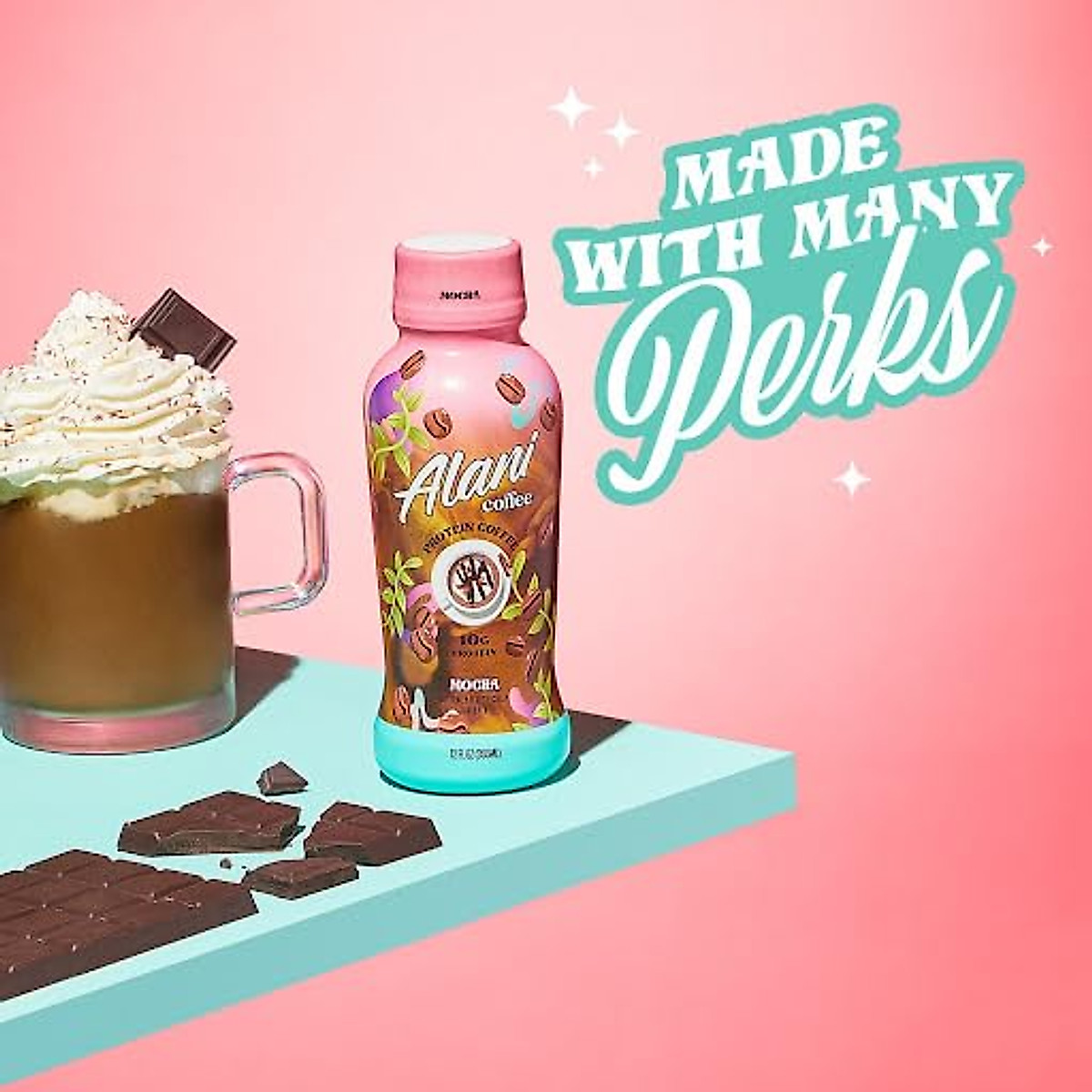 Alani Nu Protein Coffee MOCHA | Ready To Drink Cold Brew with 10g of Protein | 100mg Caffeine | 90 Calories, Naturally Flavored | 12 Fl Oz Bottles | 12 Pack