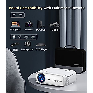 Portable Projector with WiFi and Bluetooth, 5G WiFi Native 1080P 9800L USSUNNY Outdoor Projector 4K Supported, 300" Mini Movie Projector with Carry Bag, for HDMI*2, USB, Laptop, iOS & Android Phone