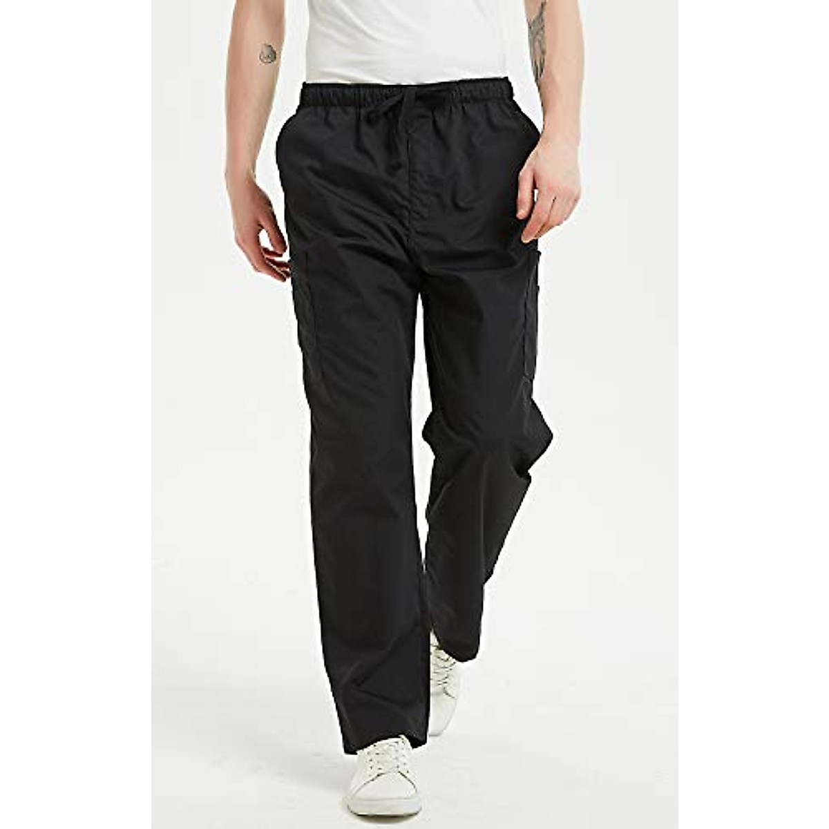 VOGRYE Men's Scrubs Pant Cargo Scrubs Pant with Poctets (M, Black)