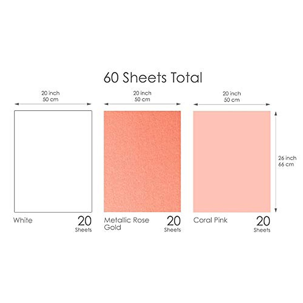 UNIQOOO 60 Sheets Assorted Metallic Rose Gold Pink Gift Wrapping Tissue Paper Bulk, Recyclable Durable, for Gift Bag Box Wrapping Crafts DIY, Wedding Birthday Party Favors, Tassel,Confetti, 20X26 Inch