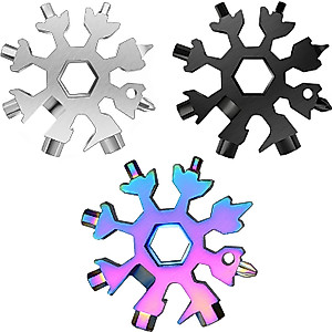 3 Pack 18-in-1 Snowflake Stainless Steel Multi Tool, Portable and Durable Screwdriver Compact Snowflakes Multitool for Bottle Opener/Outdoor Camping/Keychain for Christmas