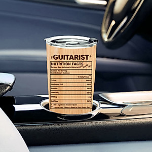WAZONE Guitarist Nutrition Facts Tumbler With Lid Acoustic Gifts Stainless Steel 20oz Hot Cold Drink Vacuum Insulated Travel Mug Birthday Christmas Gift For Guitar Player Men Women Musician