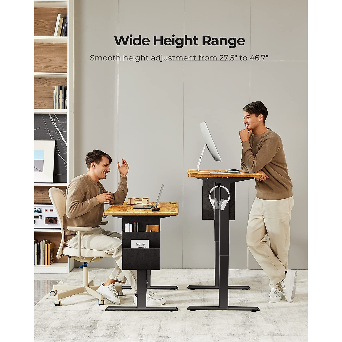 Marsail Standing Desk Adjustable Height,‎55x24 Inch Electric Standing Desk, Stand up Desk with Storage Bag,Headphone Hook for Computer Workstations Desk Memory Preset