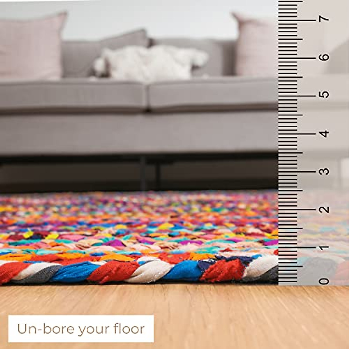 RAJRANG BRINGING RAJASTHAN TO YOU Large Chindi Rag Rug Braided Cotton Reversible Rugs (Multicolor, Rectangle, 4x6 Feet)