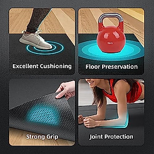 GymCope Large Exercise Mat for Home Workout,10'x6'/9'x6'/8'x6'/7'x5'/6'x4' (7mm) Extra Thick Workout Mat, High-Density Gym Mat for Cardio, Jump Rope, MMA, Weights (Shoe-Friendly)
