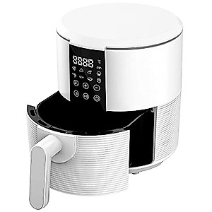 3.5QT Air Fryer with LED Digital Display, Temperature Control, 8 Preset Cooking Modes, Recipe Book (White color) _ Intexca