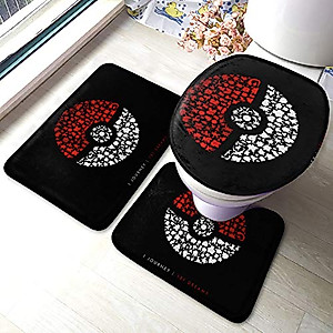 CAIRUO P_okem-on Go 3 Piece Set Bath Mat Set, Non-Slip Bathroom Mats Set/Bathroom Rugs/Contour Mat/Toilet Cover