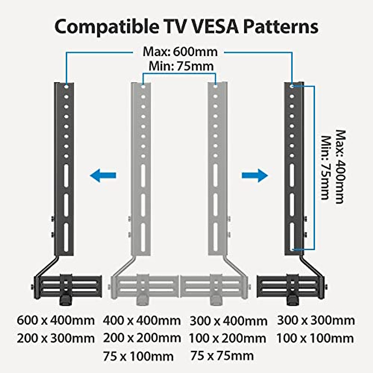 Pipishell Soundbar Mount, Adjustable Soundbar Bracket for Above or Below TV, Seamless Fit Most 23 to 80 Inch TV, Sound Bar Mount Hold up to 22 lbs