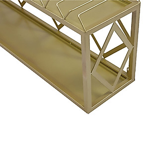 LiFuJunDong Wall-Mounted Bar Unit Floating Shelves Multifunctional Iron Bottle Holder Hanging Wine Rack with Partitions Inverted Wine Glass Rack for Bar Cafe Kitchen (Gold)