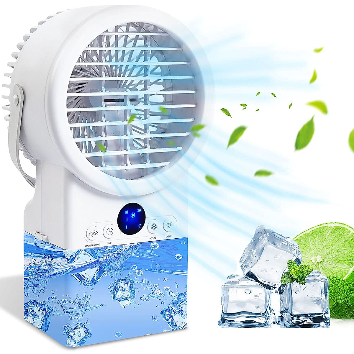 Kentaly Portable Air Conditioner Fan, 4 in 1 Personal Air Conditioner Cooler with Timing, 3 Speeds Mini Air Conditioner Portable, Quiet Desk Air Conditioner Fan Portable AC Unit with 7 Colors Light