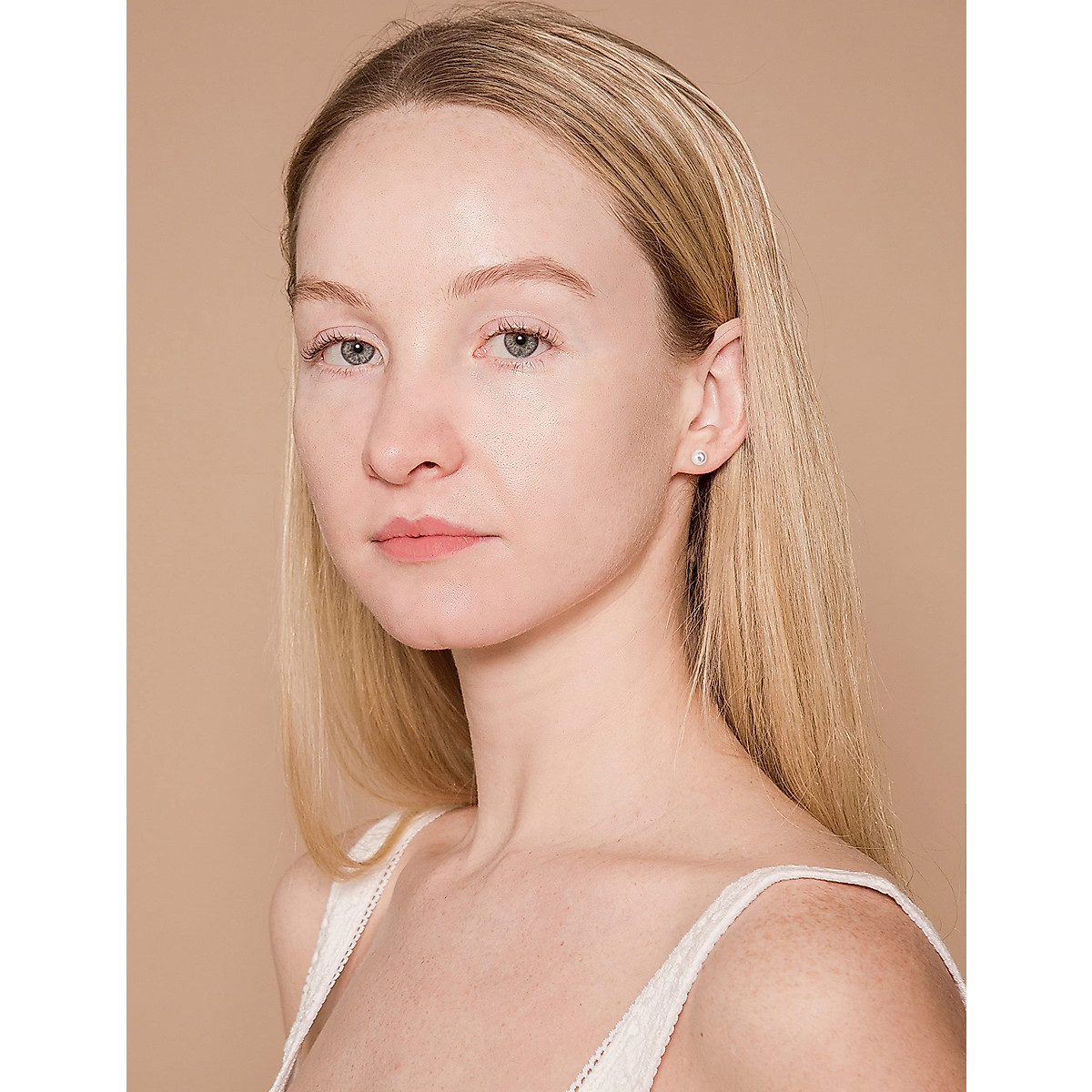 Pearl Stud Earrings for Women 925 Sterling Silver Sensitive Genuine 6mm White Real Round Freshwater Cultured Pearls Everyday Earrings Studs Ladies