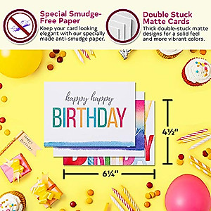 Spark Ink Happy Birthday Cards Assortment with Envelopes, 50pcs Large Mixed Greeting Happy Birthday Card Set for Kids & Adults, Blank Inside, 4x6in Unique Bday Cards in Bulk, Assorted Variety Box Pack