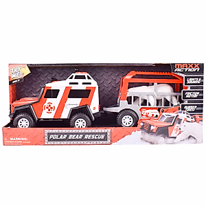 Sunny Days Entertainment Maxx Action Lights & Sounds Snow Vehicle with Trailer - Polar Bear Transport (320674)