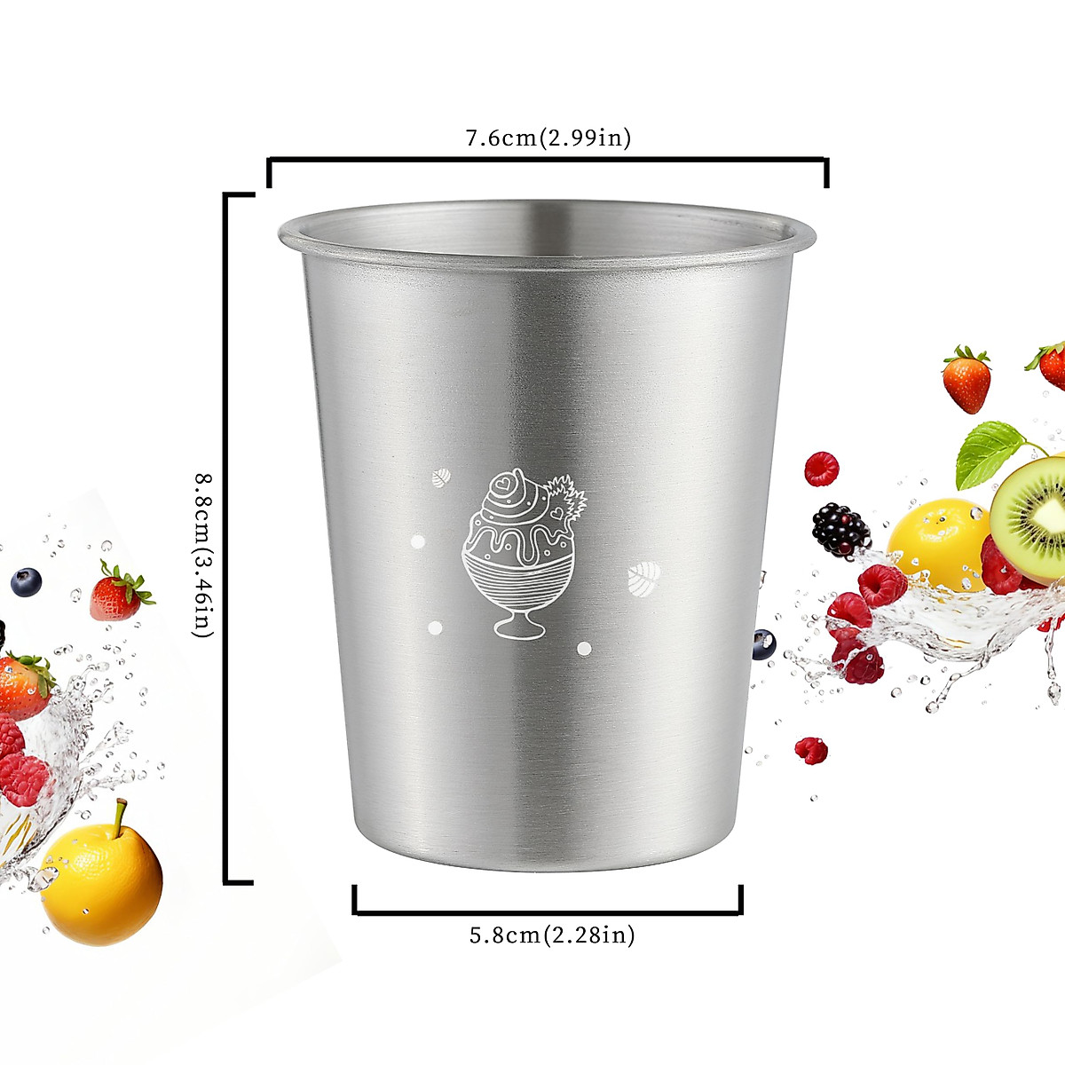 MONGSEW 4PCS Stainless Steel Kids Cups, 8 oz Unbreakable Stainless Steel Cups for Kids and Toddlers, Great for family meals, parties, camping trips and picnics, Dishwasher Safe (Gift box Included)