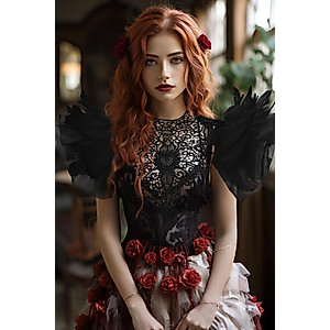 HOMELEX Shoulder Pad with Feathers Wings Halloween Feather Harness Carnival Costumes for Women Masquerade Raven Costume