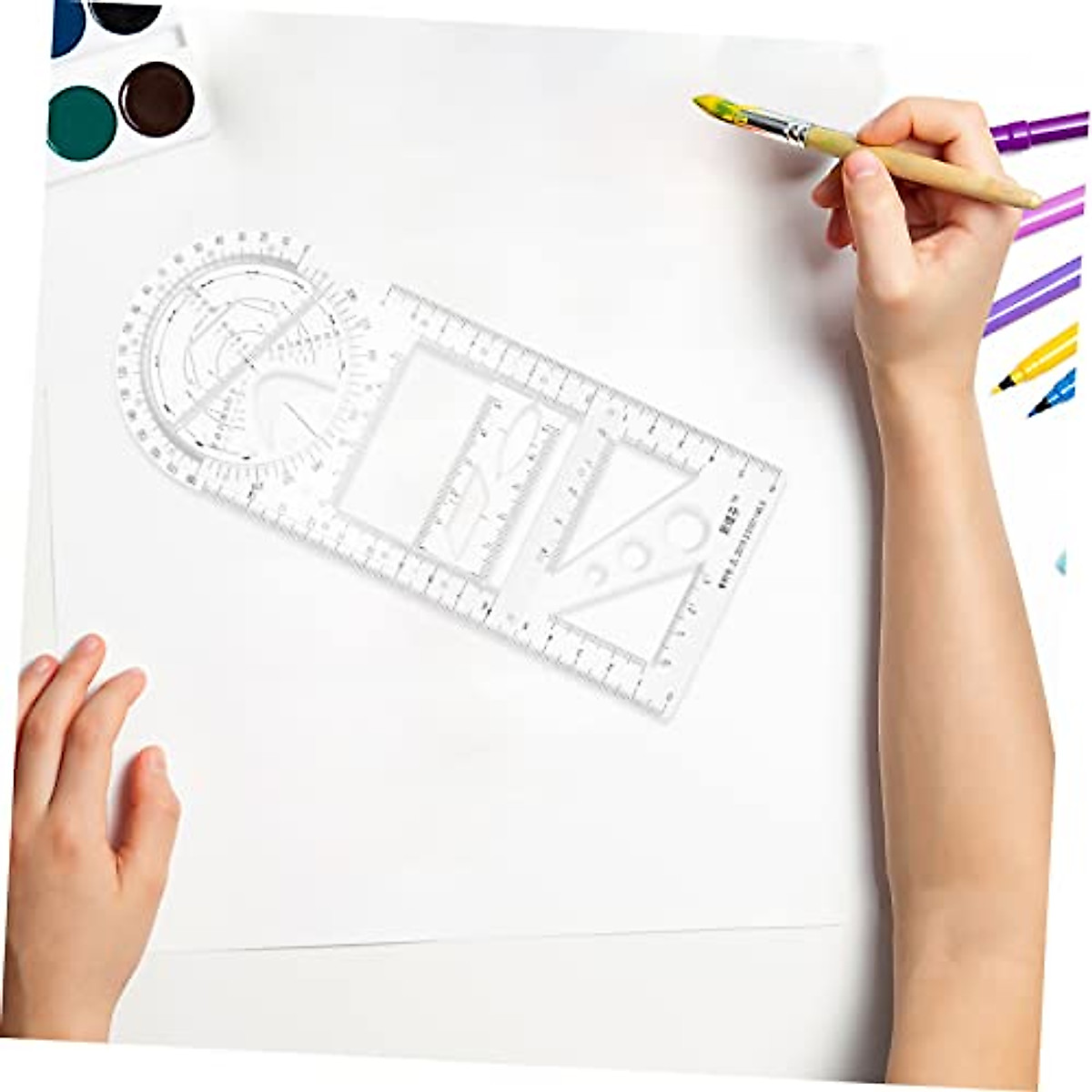 Geometric Drawing Ruler Ruler Metric Ruler Circle Stencil Clear Ruler Examination Use Ruler Mathematics Learning Ruler Drawing Rulers Multipurpose Plastic Ruler White
