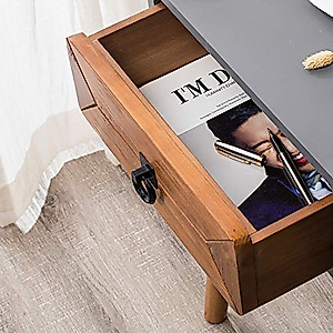 SJYDQ Steady Pine Wood Drawer Cabinet Handle Storage Cabinet Stable Bedside Table MDF Sheet Aluminum Nightstand Easy Install