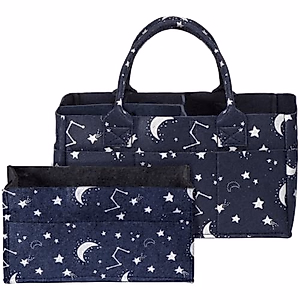 Sammy & Lou Constellation 2-Pack Felt Diaper Caddy Set, Includes Portable Diaper Organizer and Baby Wipes Caddy