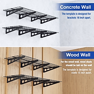 WORKPRO 2-Pack 2x6FT Garage Wall Shelving, 72” x 24” Heavy Duty Wall Mounted Shelving, 800lbs Load Capacity (Total), Metal Wall Shelves Suitable for Shop, Shed, Garage Storage, Black, 1 Sets