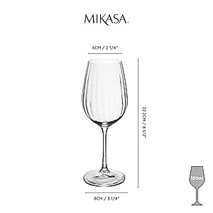 MIKASA Treviso Crystal White Wine Glasses, 350ml, Set of 4 Lead-Free, Clear Fine Glasses with Rippled Effect for Celebrations